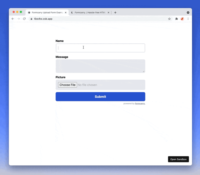 How to create a file upload form with formcarry in 5 steps